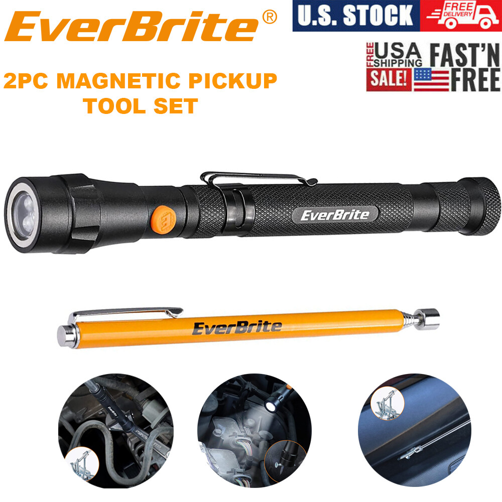EverBrite Magnetic Pickup Tool Set Telescoping Extendable Magnet 360 ...