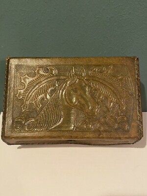 Vintage Mexican Tooled Leather Box - Horse, Acorn, Aztec | eBay