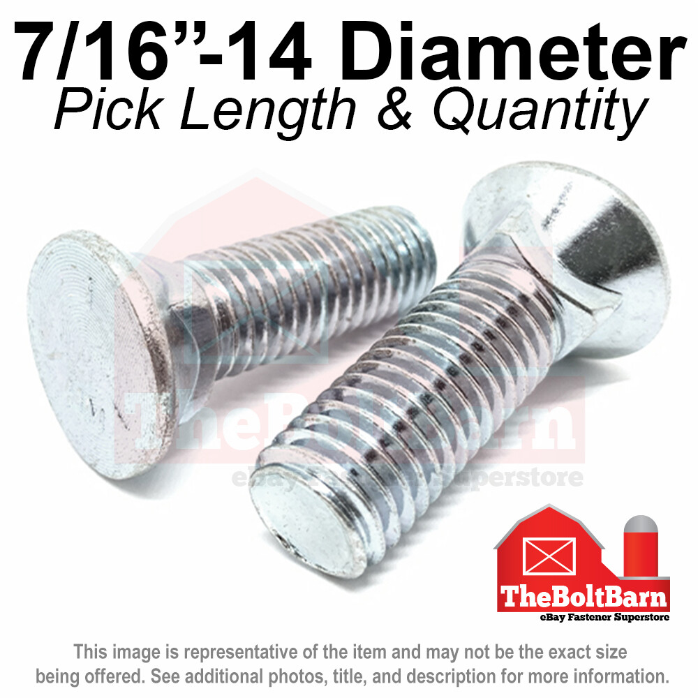 7/16"-14 #3 Flat Round Head Grade 5 Plow Bolts Zinc COARSE (Pick Length ...