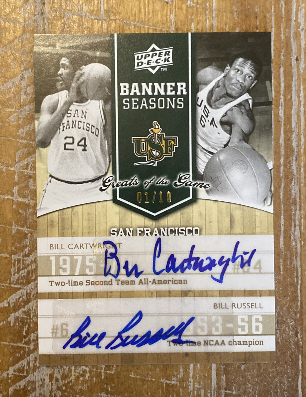 2010 Upper Deck Greats of the Game Bill Russell/Cartwright Dual Auto ...