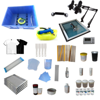 Full Set Screen Printing Press Materials Kit Start Hobby Consumable w ...