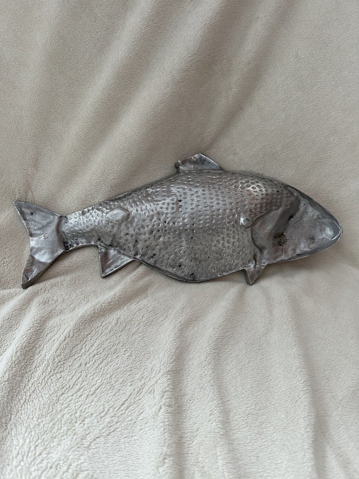 Silver Metal Fish Serving Platter 15” Salmon Trout | eBay