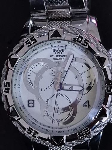 Zhowe Men's Silver Quartz Stainless Steel Waterproof Watch New | eBay UK