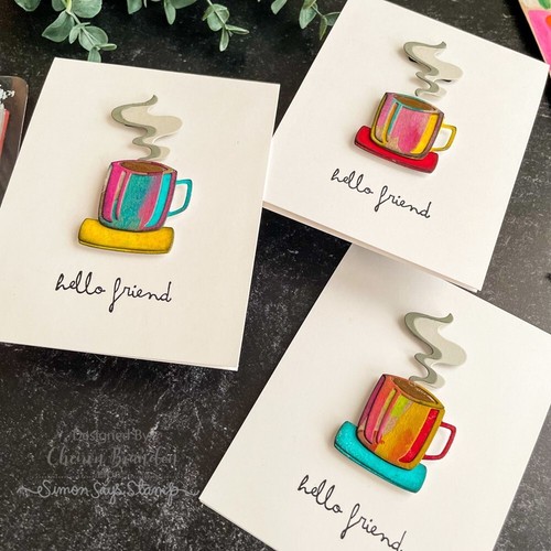 New Tim Holtz "PAPERCUT CAFE" Coffee Cups Mugs Sizzix Thinlits Cutting ...