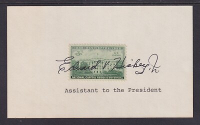 Edward V. Hickey, White House Aide Pres. Reagan, autograph on White ...