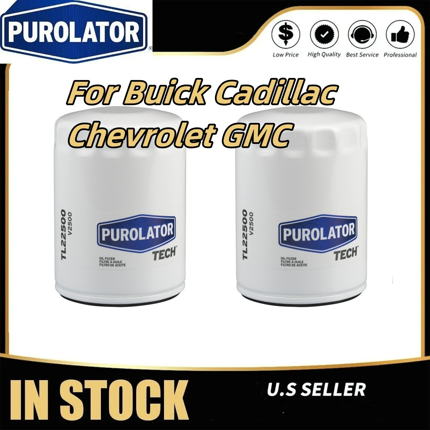 For Buick Cadillac Chevrolet GMC -Engine Oil Filter (2 Units) WL10255 ...