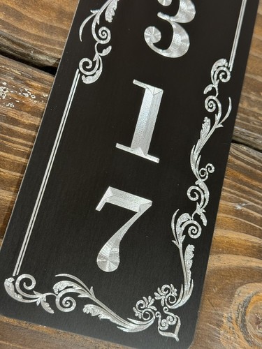 Engraved House Number Diamond Etched Aluminum Metal 4x11 Address Sign ...