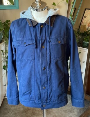 Vans AV Hooded Jacket Mens Large AV Edict II Blue Denim Button Up | eBay