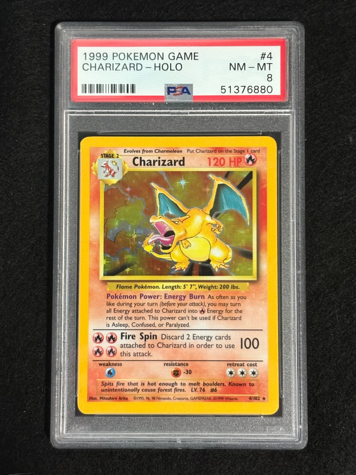 1999 Pokémon Charizard Base Set Unlimited Holo PSA 8 #4 Rare | eBay
