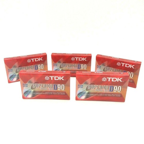 TDK Superior Normal Bias D90 Minute Audio Cassette Tapes Lot of 5 IEC I ...