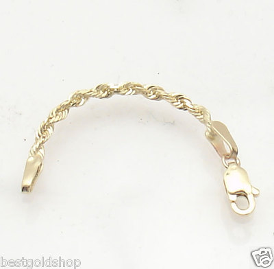 2.5mm Diamond Cut Rope Chain Necklace Extender Pendant Real 10K Yellow ...