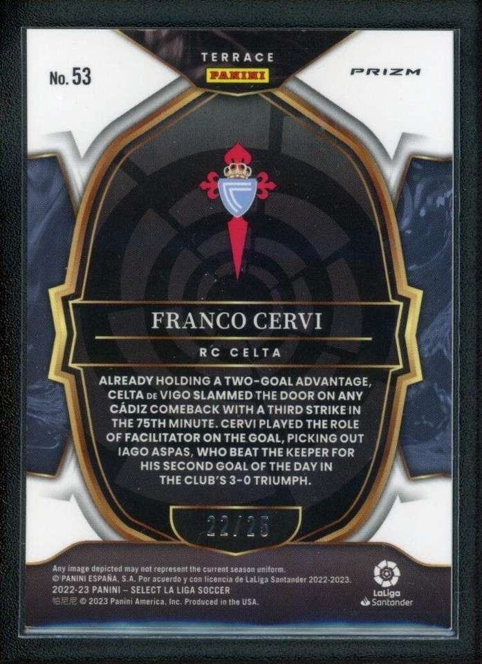 2022-23 FRANCO CERVI 22/25 PANINI SELECT LALIGA SANTANDER TERRACE ZEBRA ...