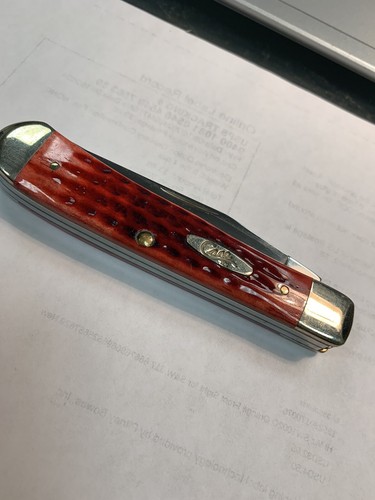 CASE XX USA 3 DOT TRAPPER KNIFE RED BONE HANDLE 2 BLADES #6254 SS | eBay