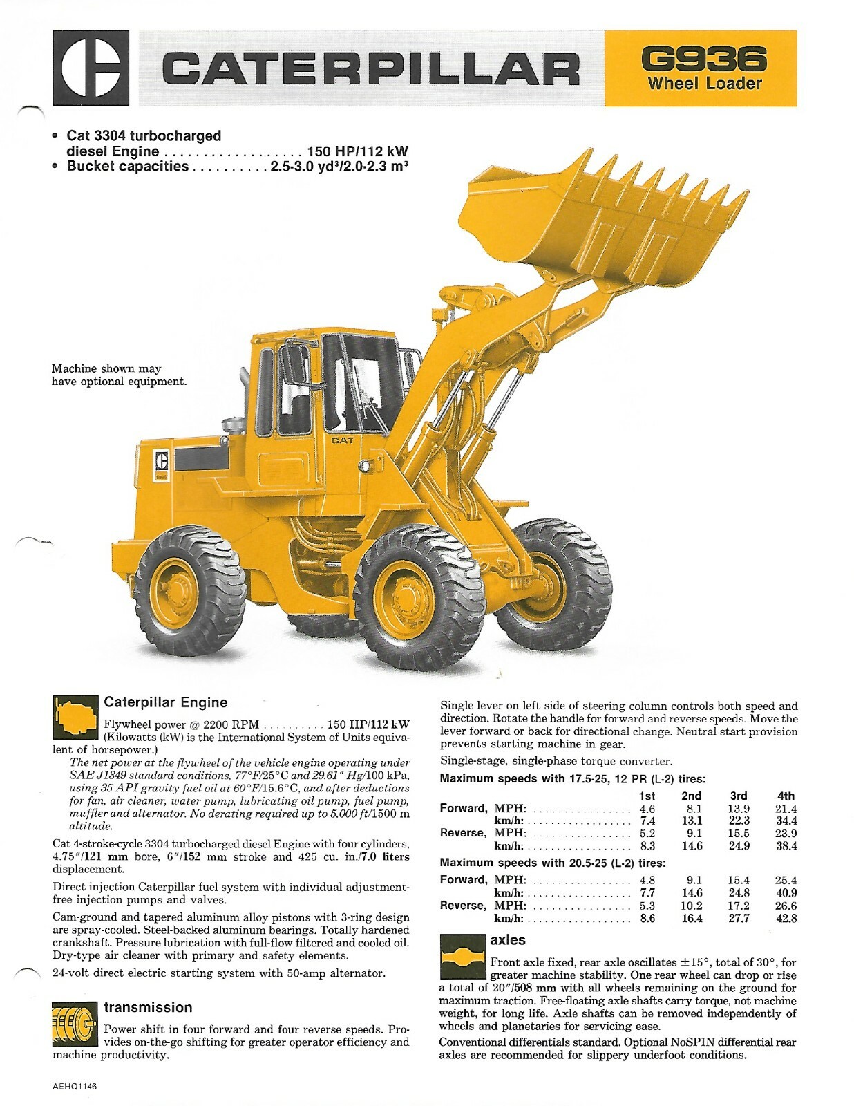 Equipment Brochure - Caterpillar - G936 - Wheel Loader - c1985 (E6907 ...