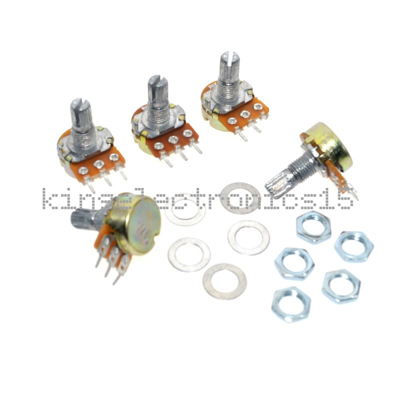 5PCS NEW B50K 50K OHM 3 Terminal Linear Taper Rotary Potentiometer 50KB ...