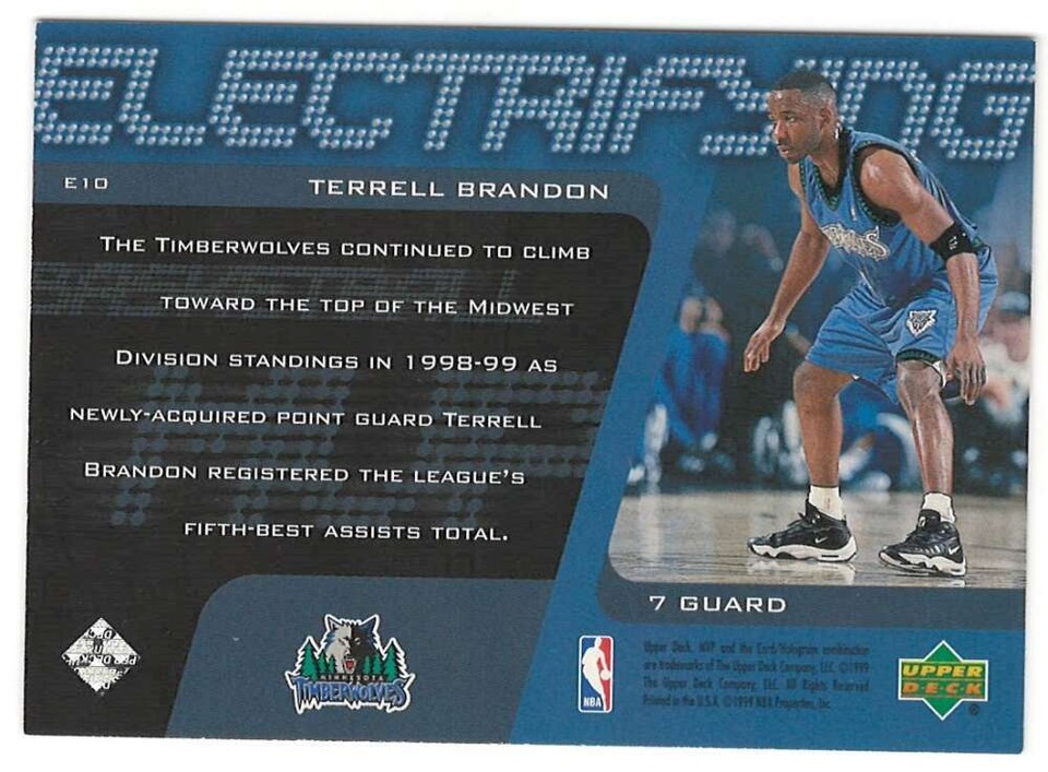TERRELL BRANDON 1999-00 Upper Deck MVP Electrifying #E10 Timberwolves ...