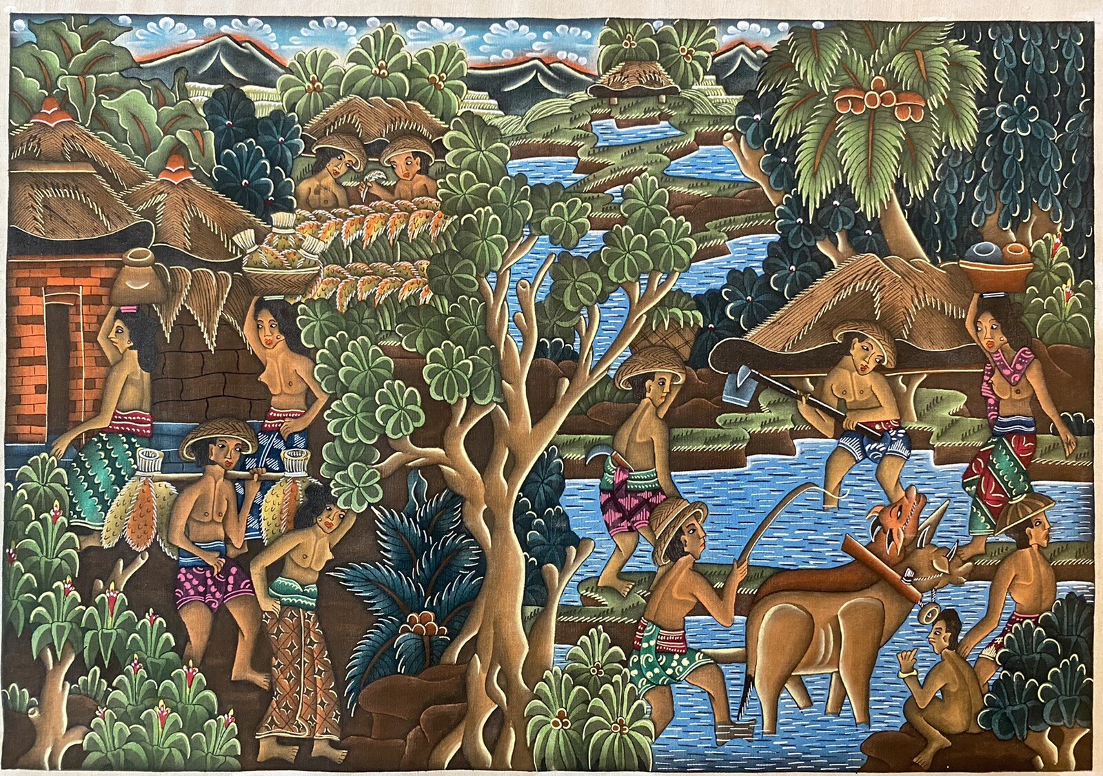 Authentic Vintage Balinese Ubud Paintings, set of 4 | eBay