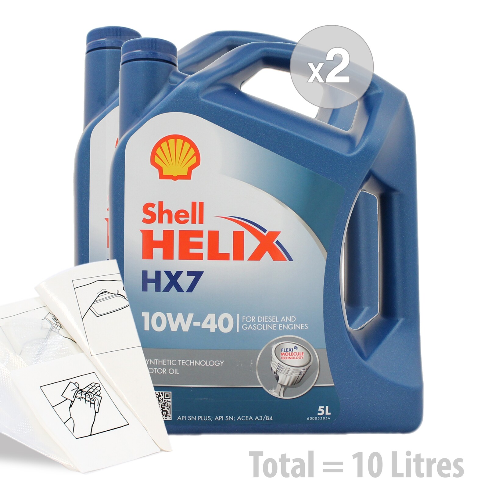 Car Engine Oil Service Kit / Pack 10 LITRES Shell Helix HX7 10W-40 10L ...