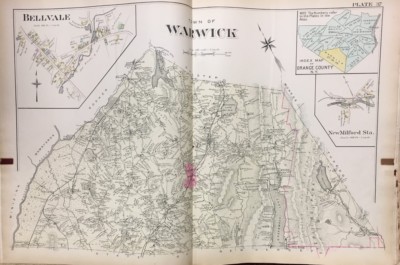 ORIG 1903 ORANGE COUNTY NY WARWICK BELLVALE NEW MILFORD STATION PLAT ...