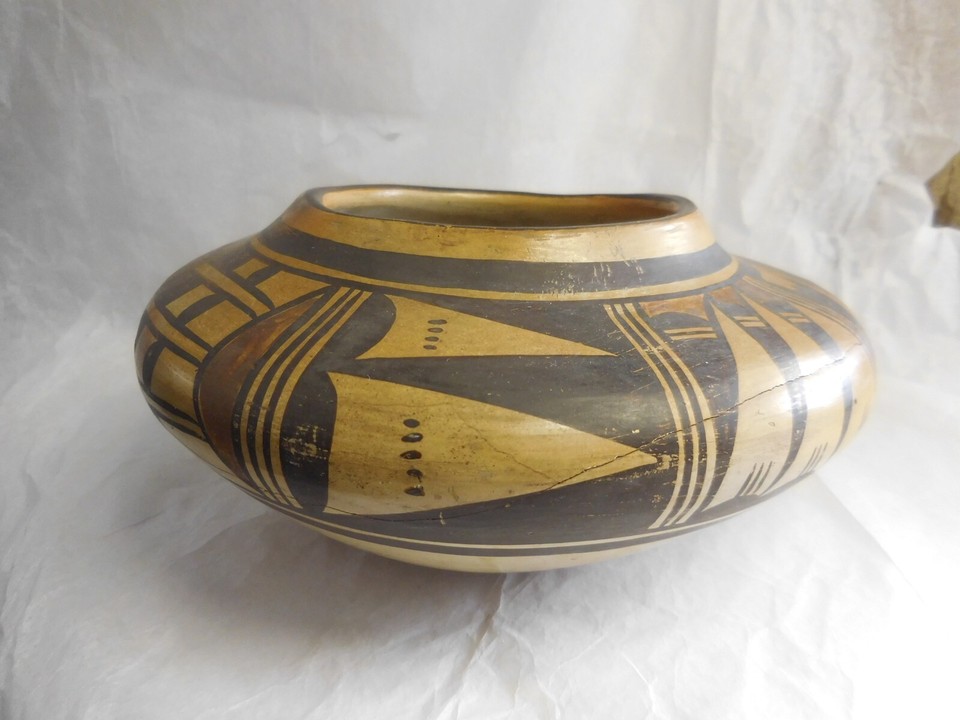 HOPI TEWA POLYCHROME SOUTHWEST POTTERY SEED JAR GEOMETRIC DESIGN 7 1/2 ...