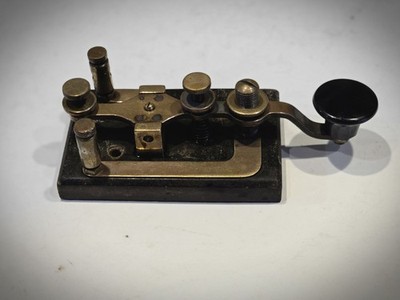 ANTIQUE MARCONI ROADMAP BRASS MORSE CODE TELEGRAPH KEY ON ELECTROSE ...