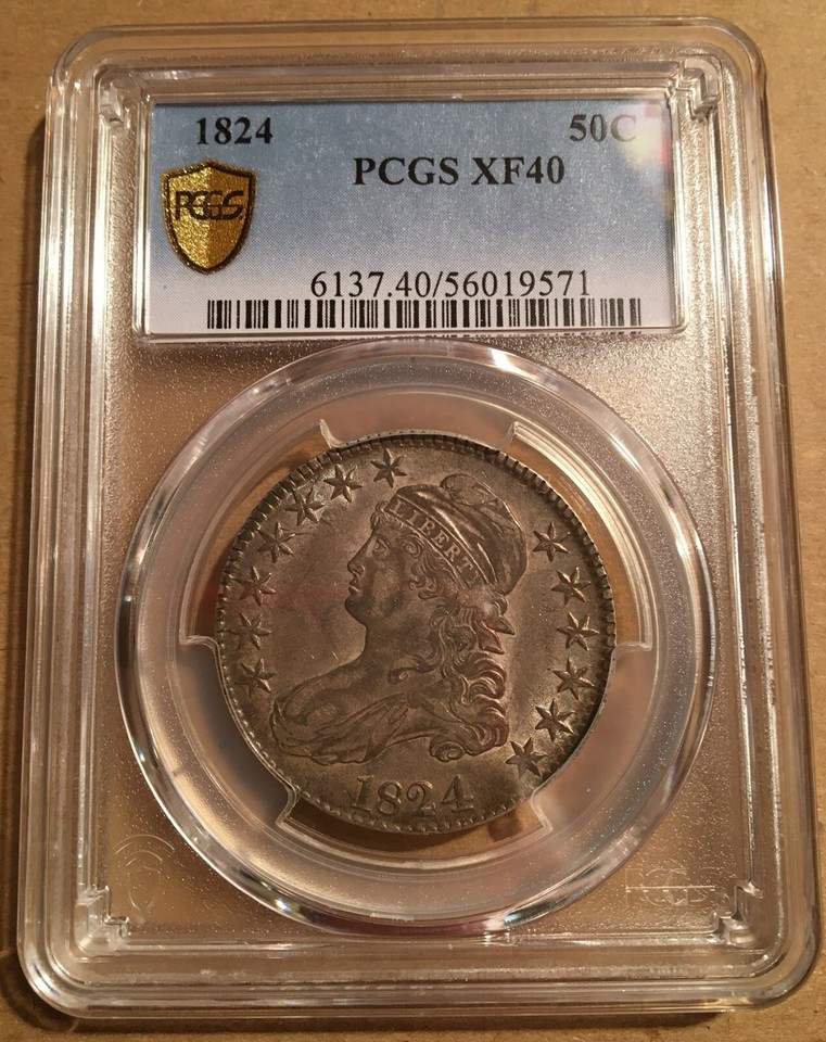 PCGS GOLD SHIELD 1824 O-115 EXTREMELY FINE 40 - ATTRACTIVE GRAY ...