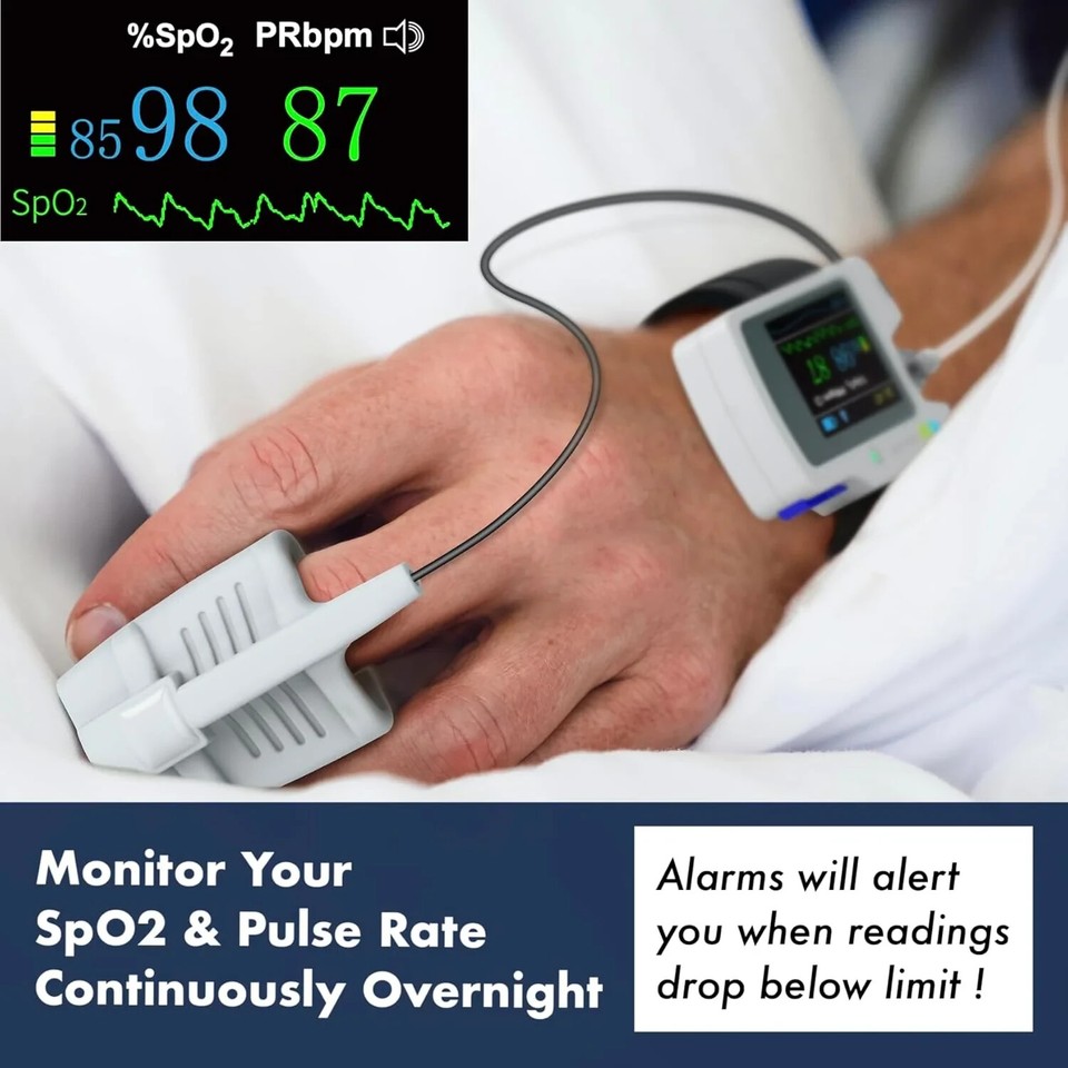 EMAY SleepO2 PRO Pulse Oximeter Continuous Oxygen Monitor Tracking ...