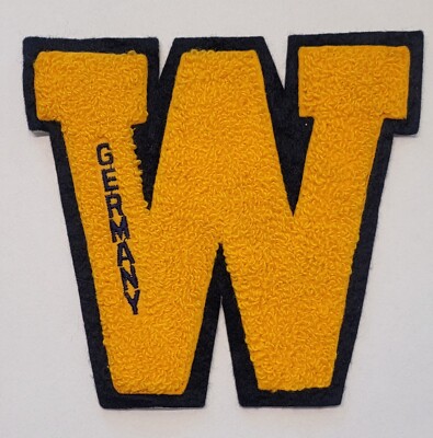 VINTAGE GERMANY JACKET LETTERMAN BLUE AND GOLD W | eBay