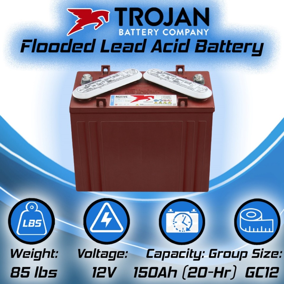 Trojan T1275 12 Volt, 150 AH Deep Cycle Battery - 4 Pack | eBay