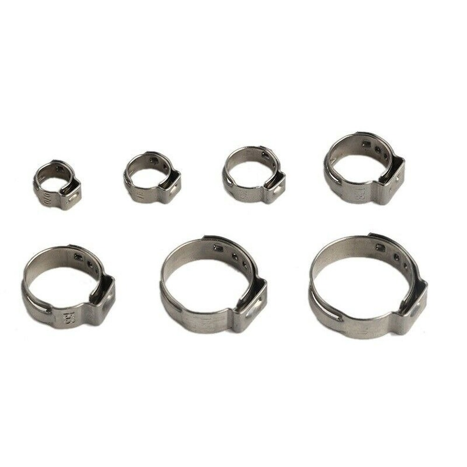 130PCS Stainless Steel 7-21mm Single Ear Stepless Hose Clamps O ...