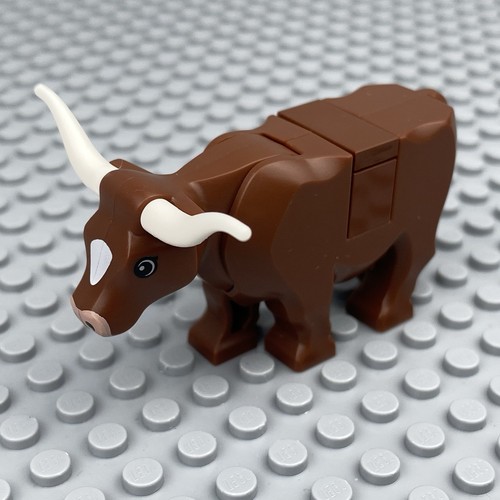 LEGO Longhorn Cow Minifigure Reddish Brown Farm Animal City Town ...