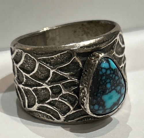 Old Lander Blue Spiderweb Tufa Cast Ring by Philander Begay | eBay