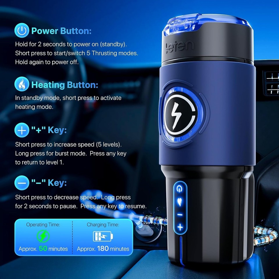 Masturbaters Automatic HandsFree Male Telescopic Heating Cup Stroker ...