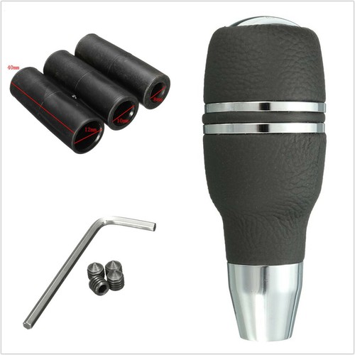 Cool Black Automatic Car Gear Shift Knob Shifter Lever Leather w/3pcs ...