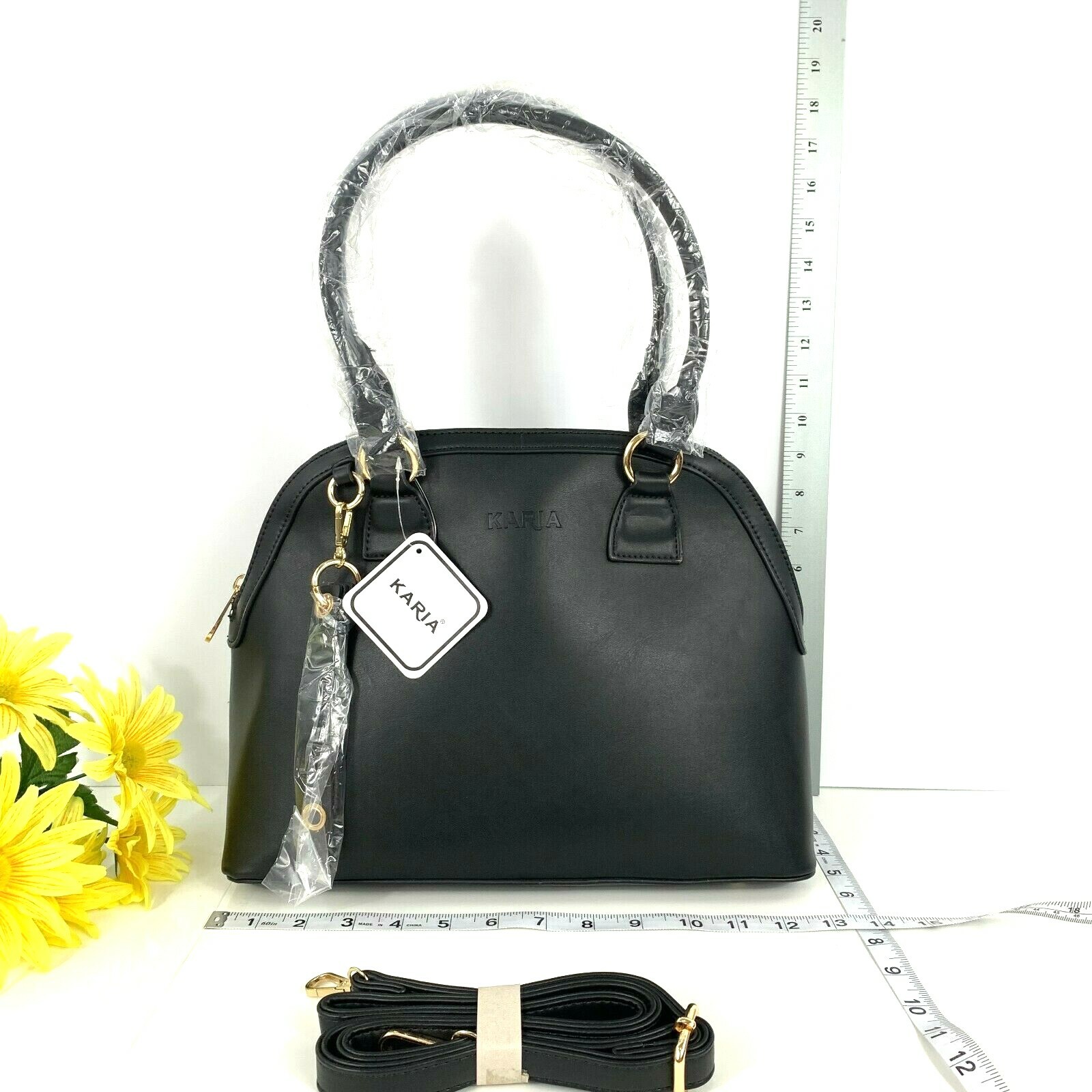 KARIA Women's Satchel Bag Black Handbag with Adjustable Removable Strap ...