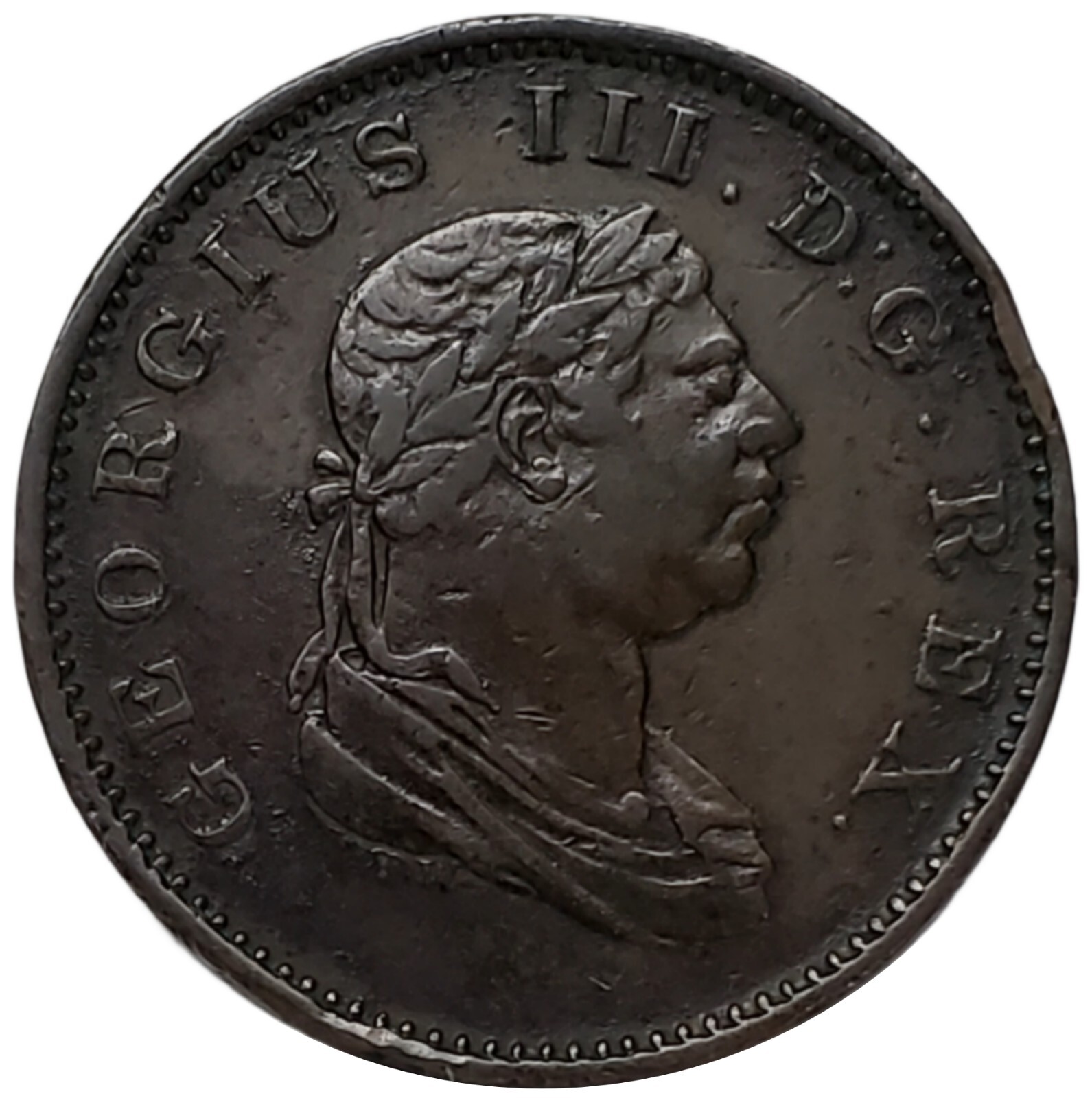 1813 BRITISH GUYANA 1/2 Siver Coin King George III Old VINTAGE Token ...