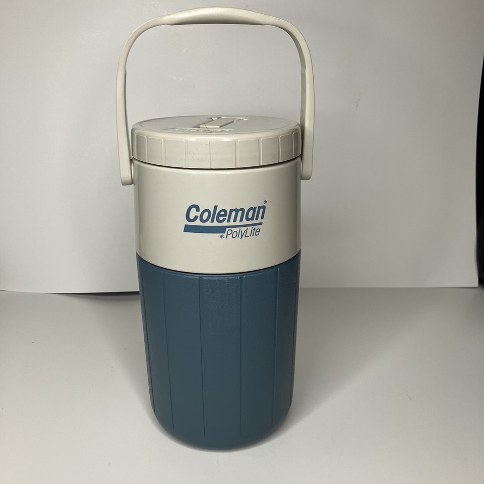 1987 COLEMAN PolyLite Water Jug Cooler Slate Blue 1/2 Gallon Model 5590 ...