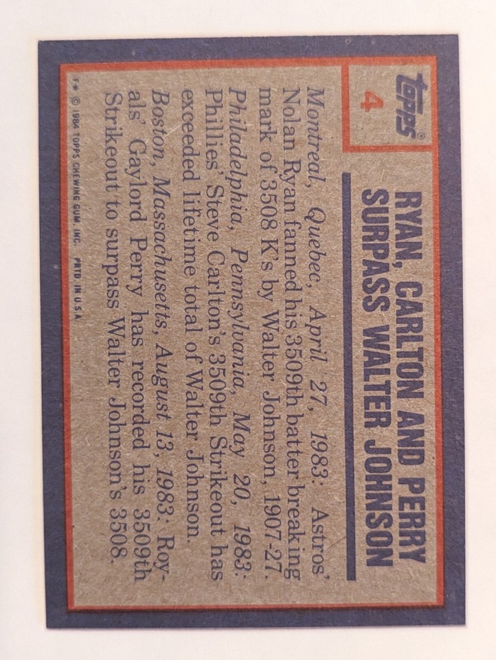 1984 Steve Carlton/Gaylord Perry/Nolan Ryan #4 Houston Astros ...