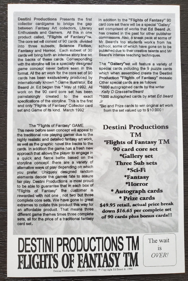 Flights Of Fantasy Collectors Oversized Promo Card! AUTOGRAPHED By Ed ...