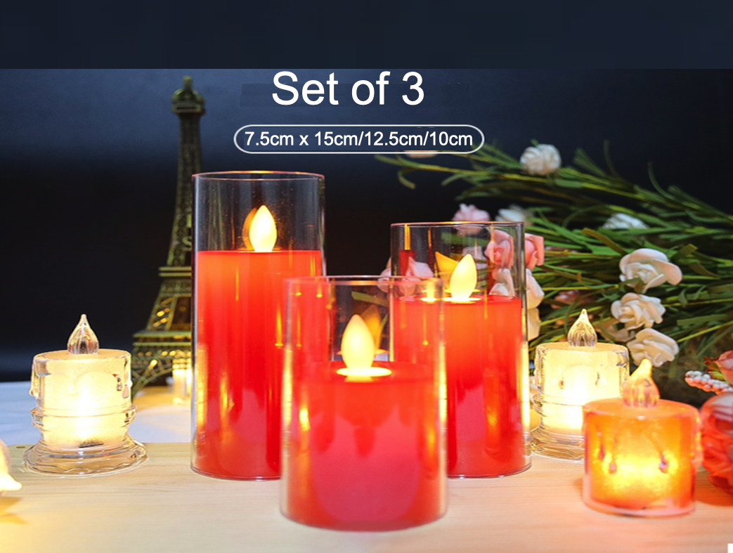 Red Lantern Battery Candle Cross Shaped Red LED Votive Candle, 60 Days