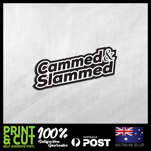 CAMMED & SLAMMED JDM Stickers 85x29mm Window Bumper Car Decals Vinyl # ...