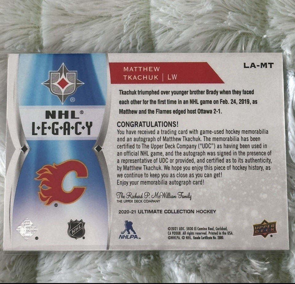2020-21 Upper Deck Ultimate Collection NHL Legacy Patch Auto /99 ...