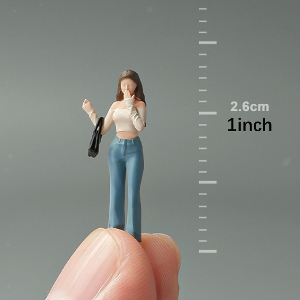 1:64 Scale Girl Figure Pose Scene DIY Layout Scenery Accs Tiny People ...
