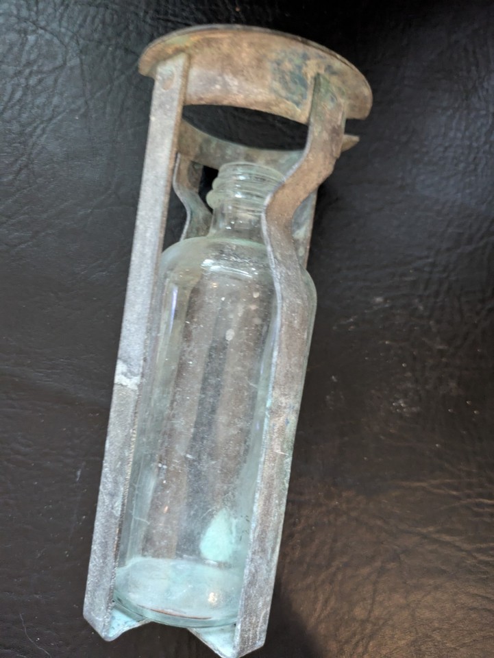 Antique Soda Acid Fire Extinguisher Clear Glass Acid Bottle & Lead ...