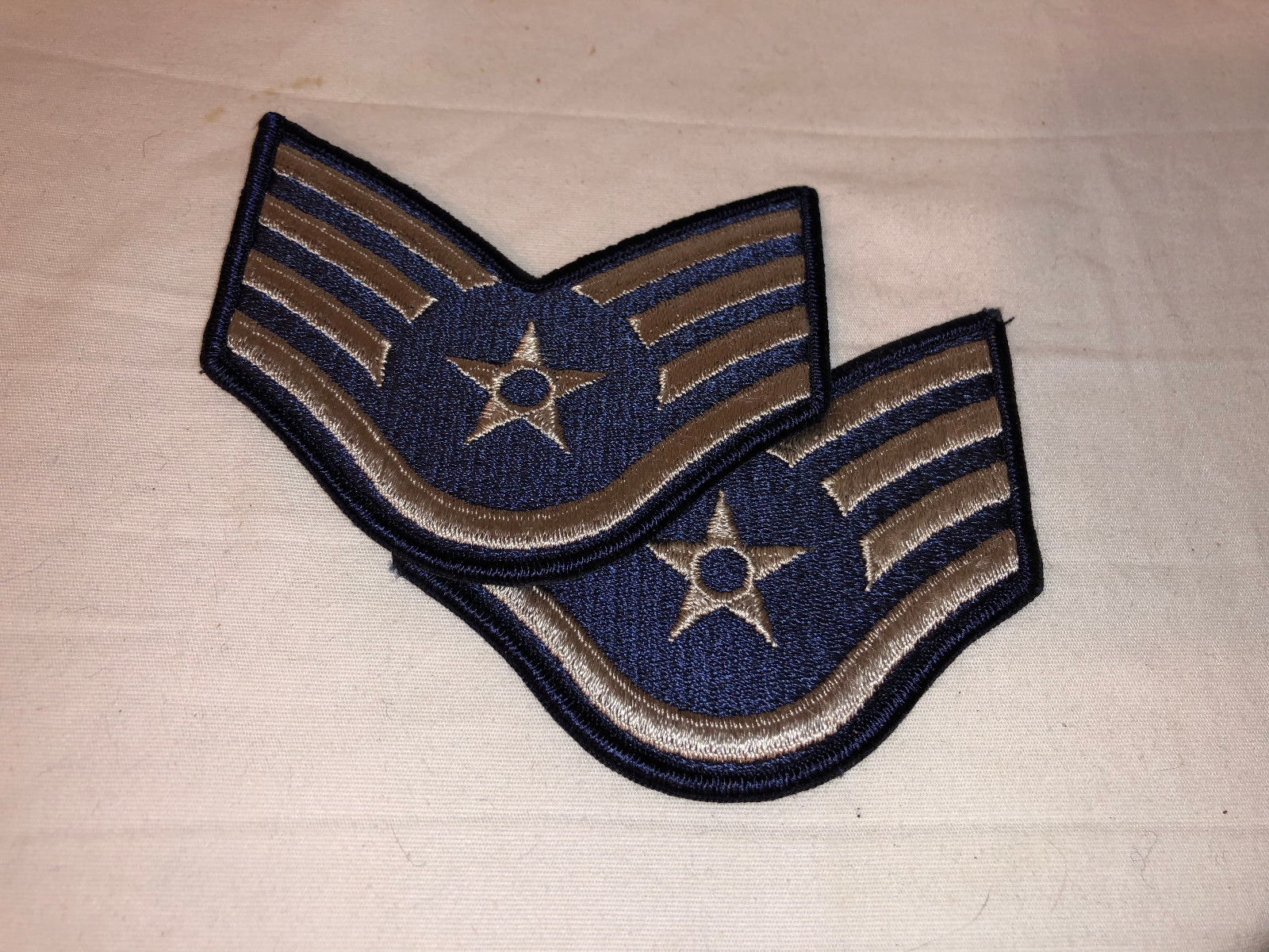 NEW 1 PAIRED SEW ON USAF Air Force Rank Patch STAFF SERGEANT E-5 BLUE ...