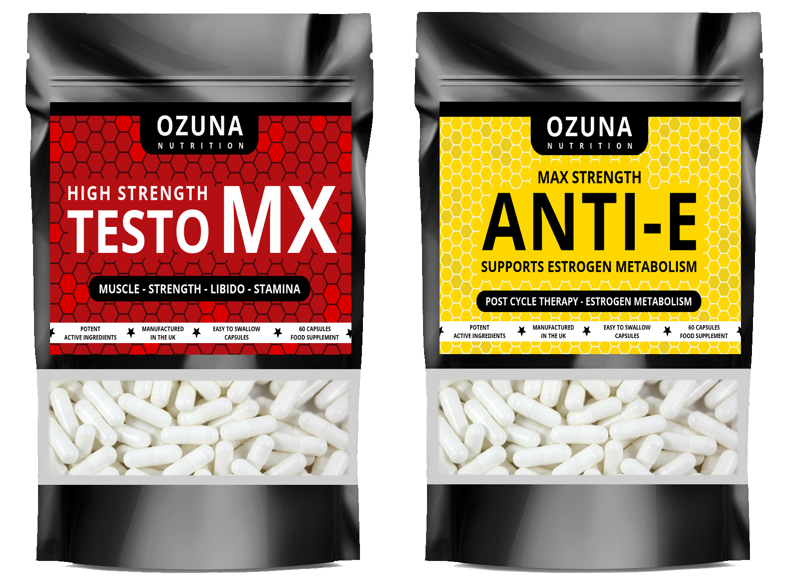 TESTOSTERONE BOOSTER & ESTROGEN BLOCKER COMBO PACK DUO MAX STRENGTH 120 ...