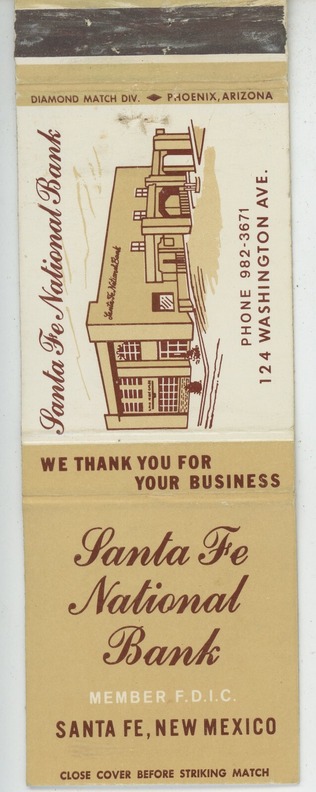 SANTA FE BANK, Santa Fe, NEW MEXICO Antq Matchbook Cover D-6 | eBay
