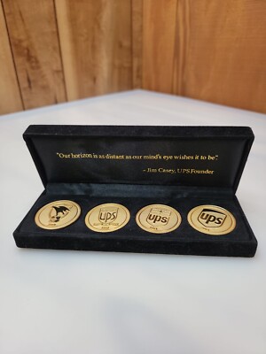 United Parcel Service UPS Four Golden Medals Rare All UPS Logos Coins ...