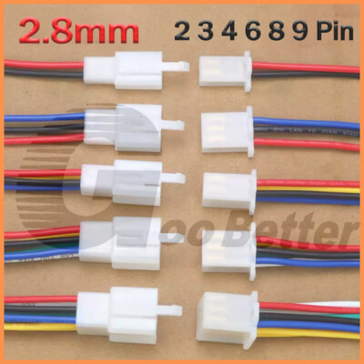 2.8mm Connector Plug Socket 2 3 4 6 9 Way Pin Male Female Wire ...