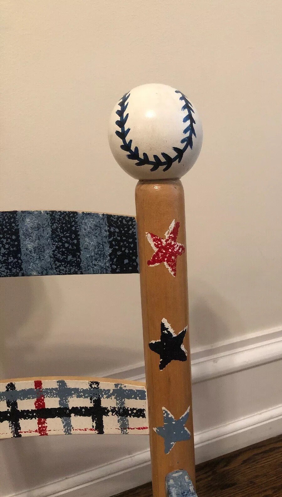 Boys Youth Toddler Wood Wicker Baseball Rocking Chair Custom Painted | eBay